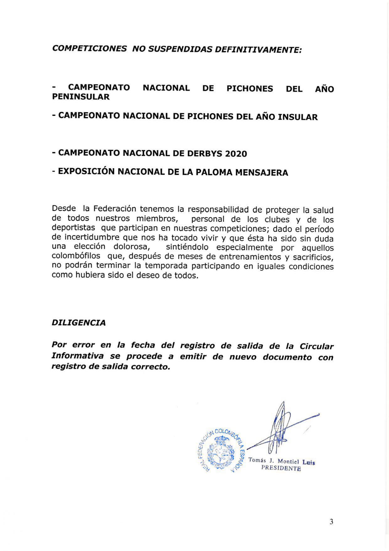 Circular informativa – Real Federación Colombófila Española